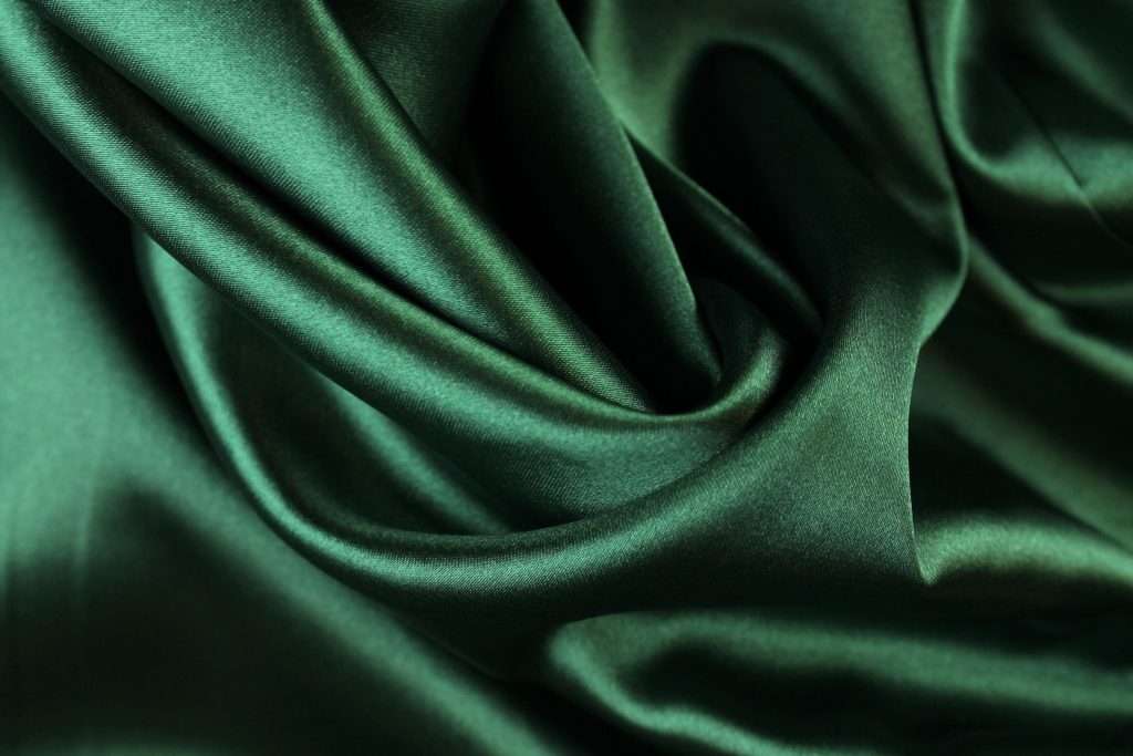 Emerald green elastic satin fabric - Lace To Love