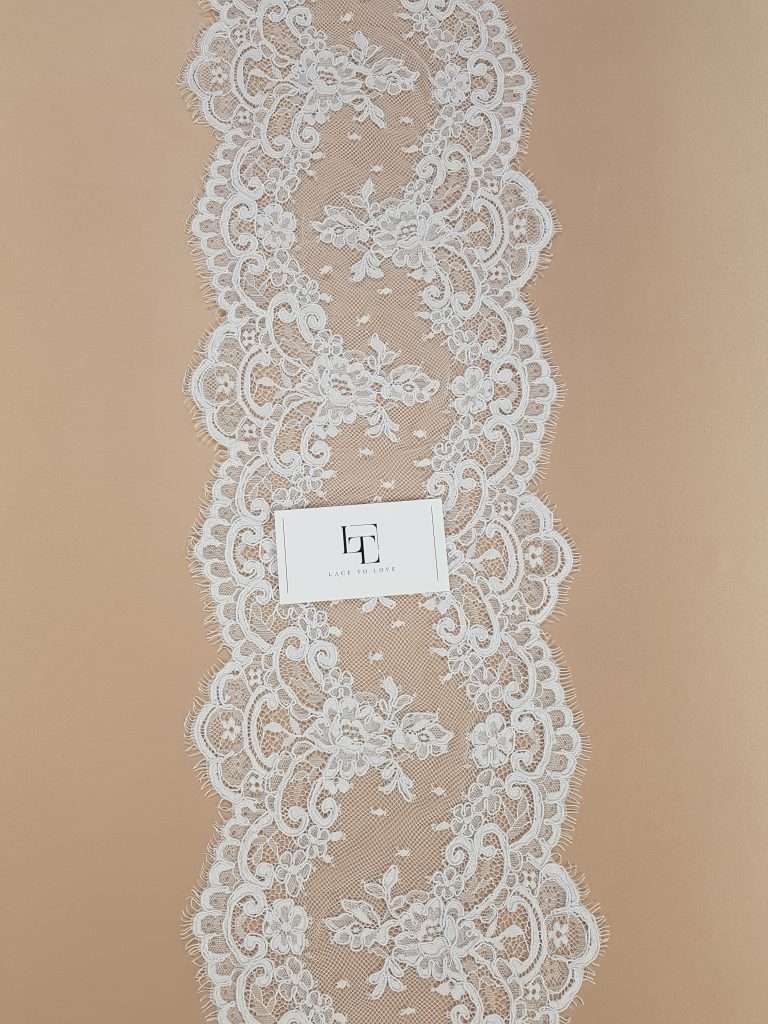 Snow white Chantilly lace trimming with cord - Lace To Love