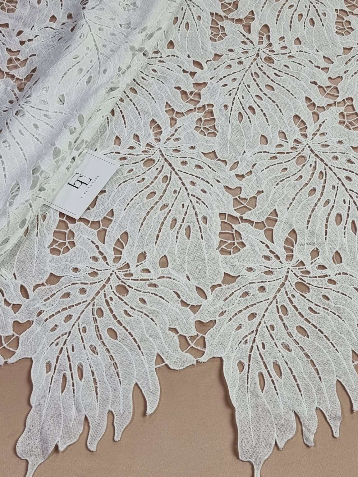 Off white leaves lace fabric - Lace To Love