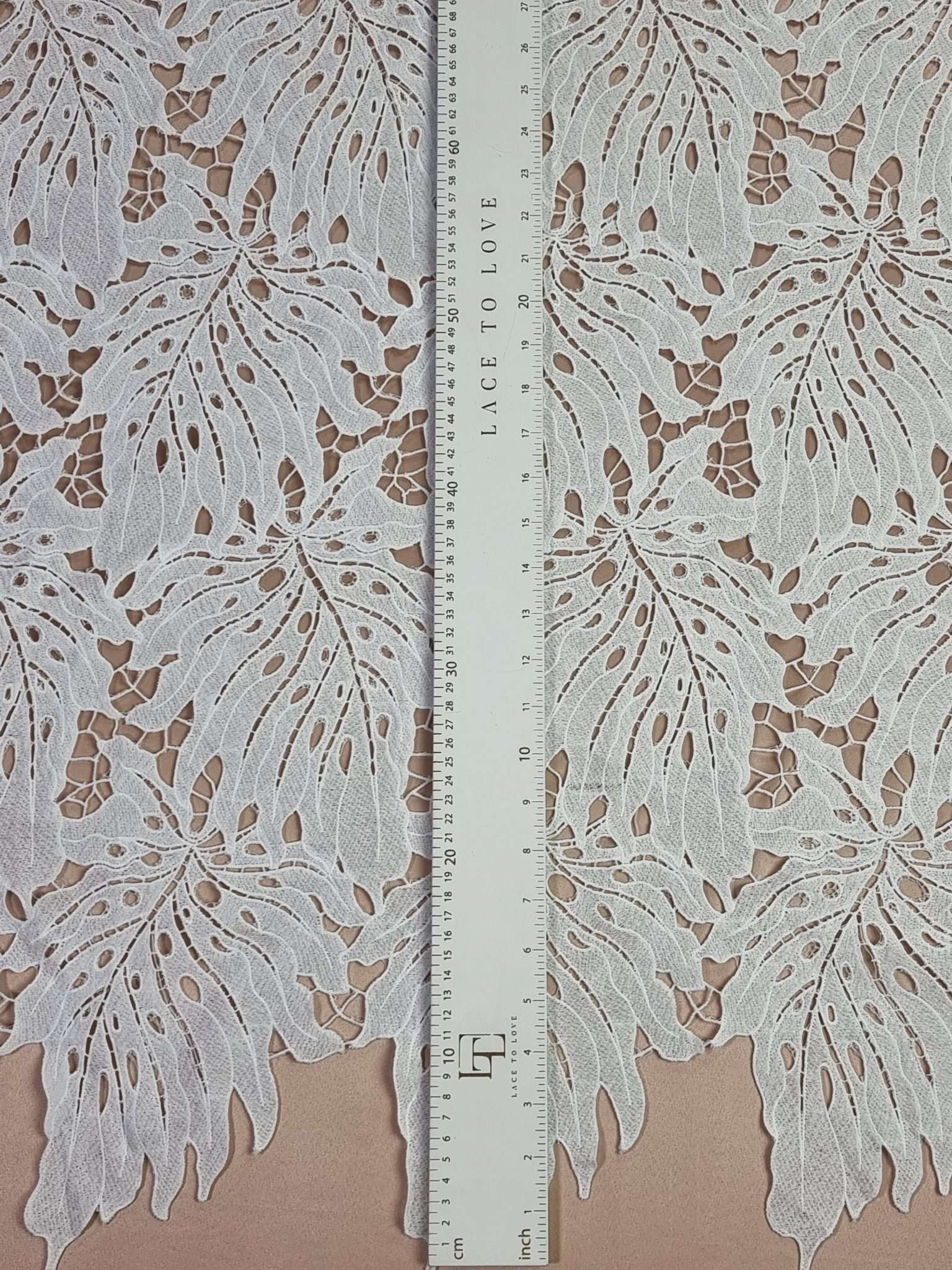 Off white leaves lace fabric - Lace To Love