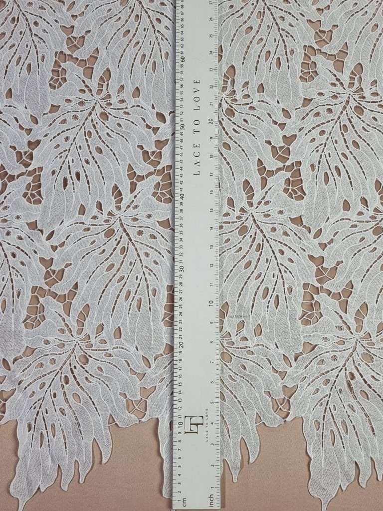 Off white leaves lace fabric - Lace To Love
