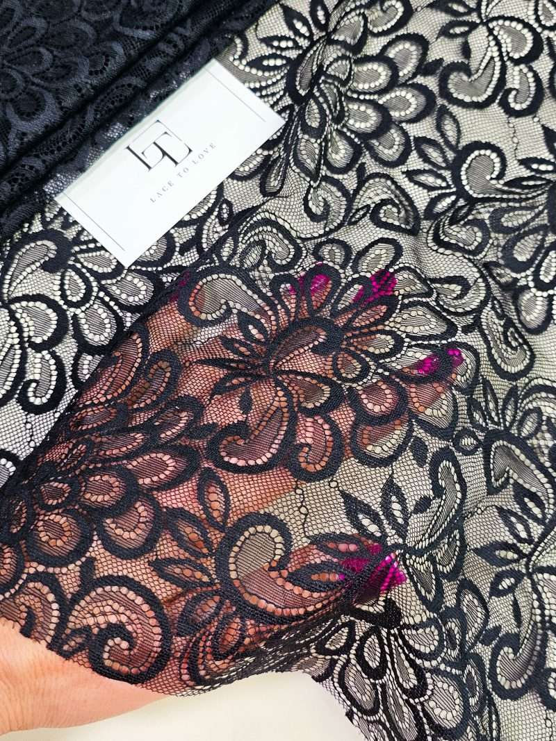 Black delicate French Chantilly lace fabric - Lace To Love
