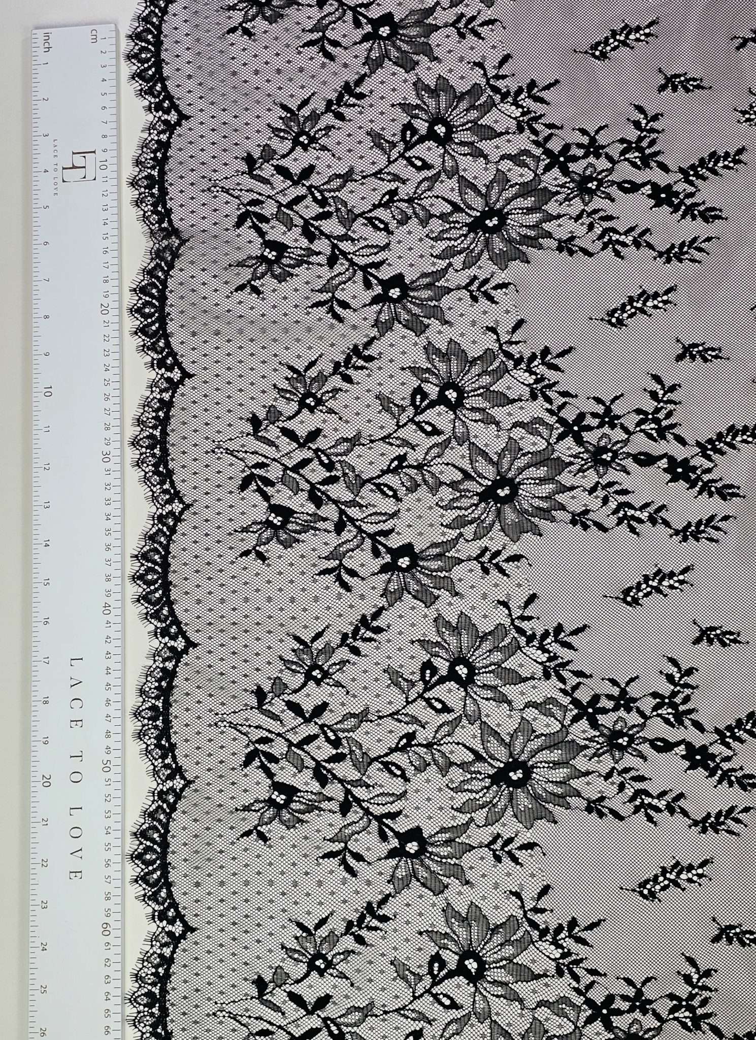 Black delicate French Chantilly eyelash lace fabric - Lace To Love