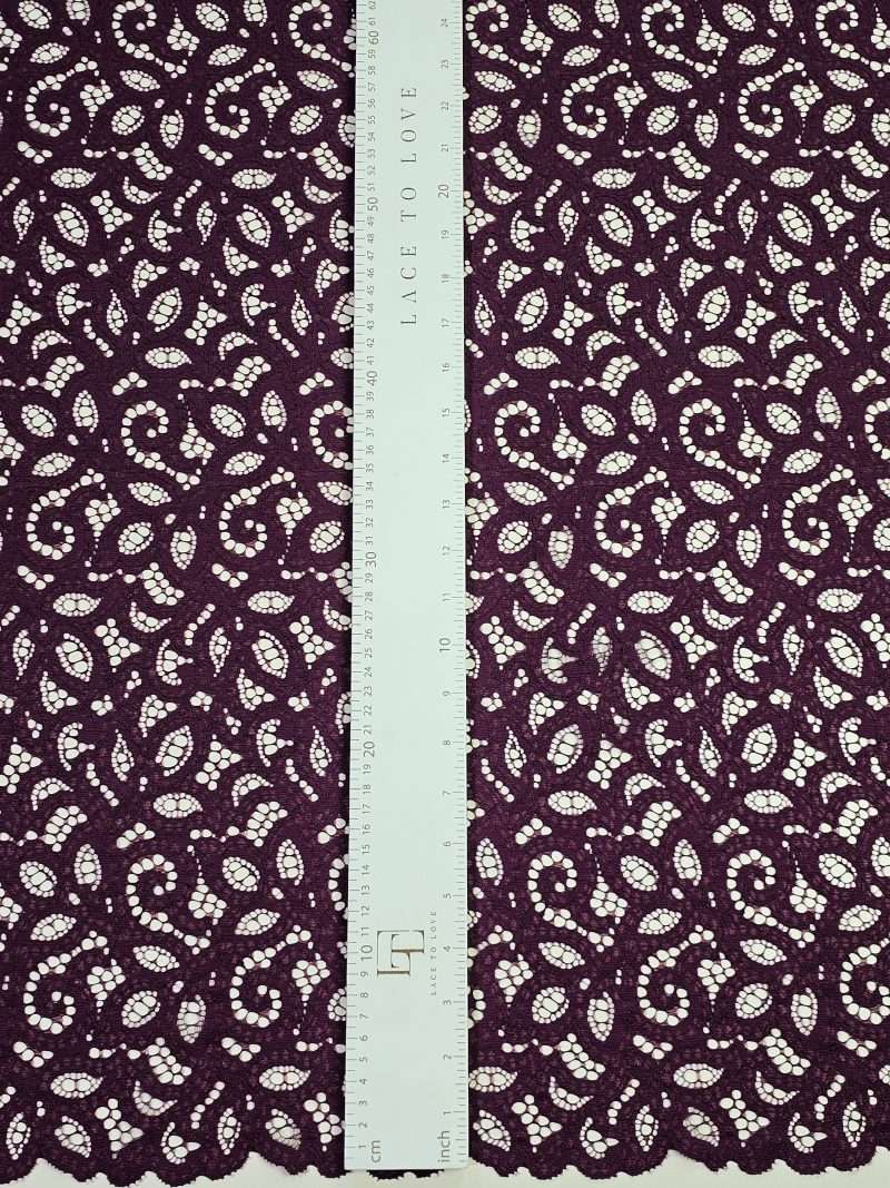 Dark purple alencon lace fabric - Lace To Love