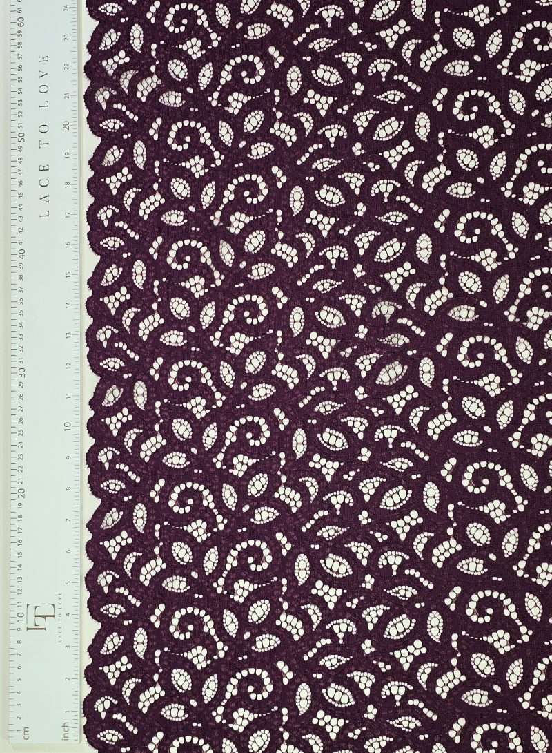 Dark purple alencon lace fabric - Lace To Love