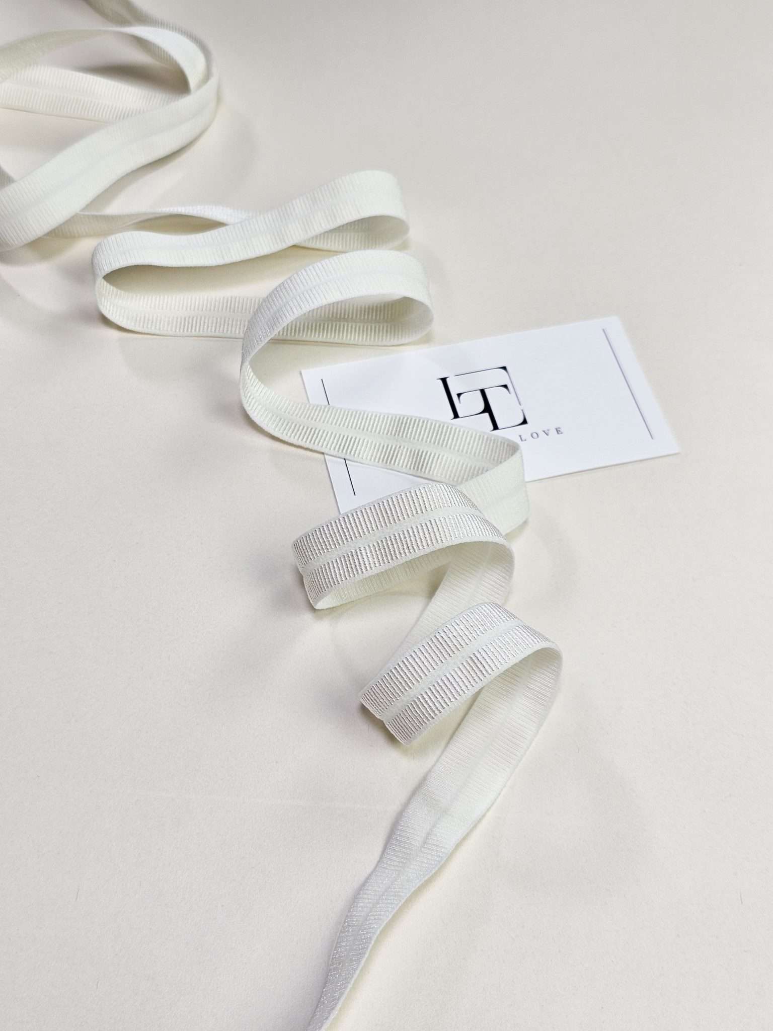 Ivory fold-over stretch grosgrain ribbon - Lace To Love