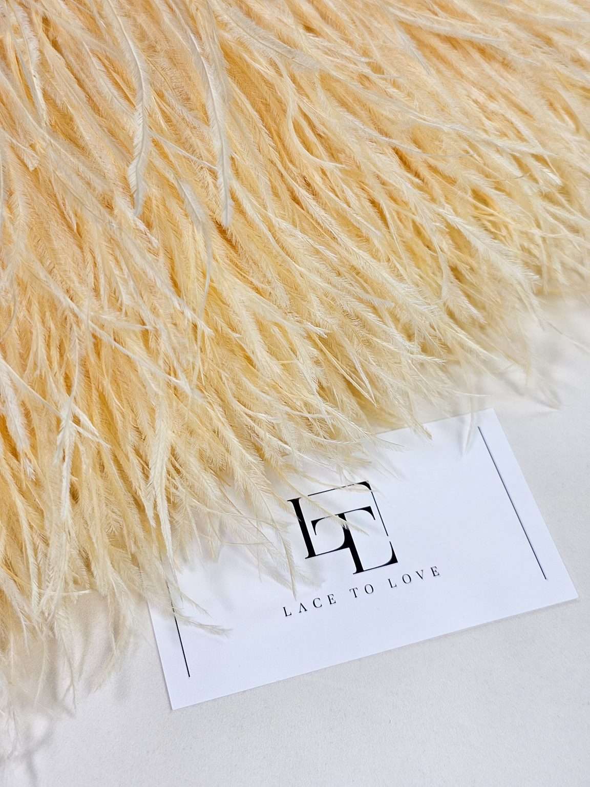 Pale yellow ostrich feather fringe - Lace To Love