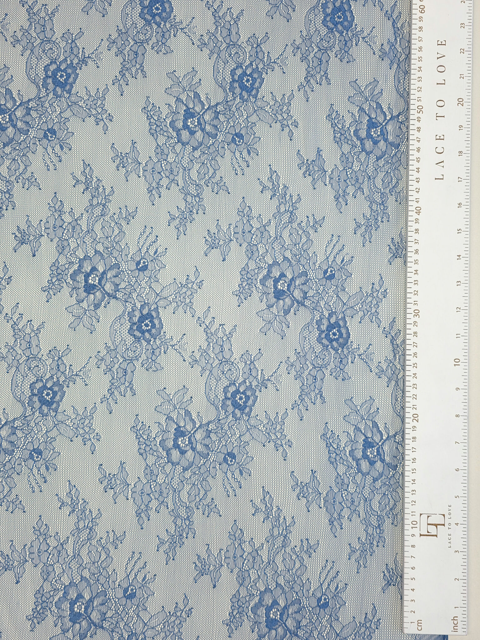 Indigo blue Chantilly lace fabric - Lace To Love