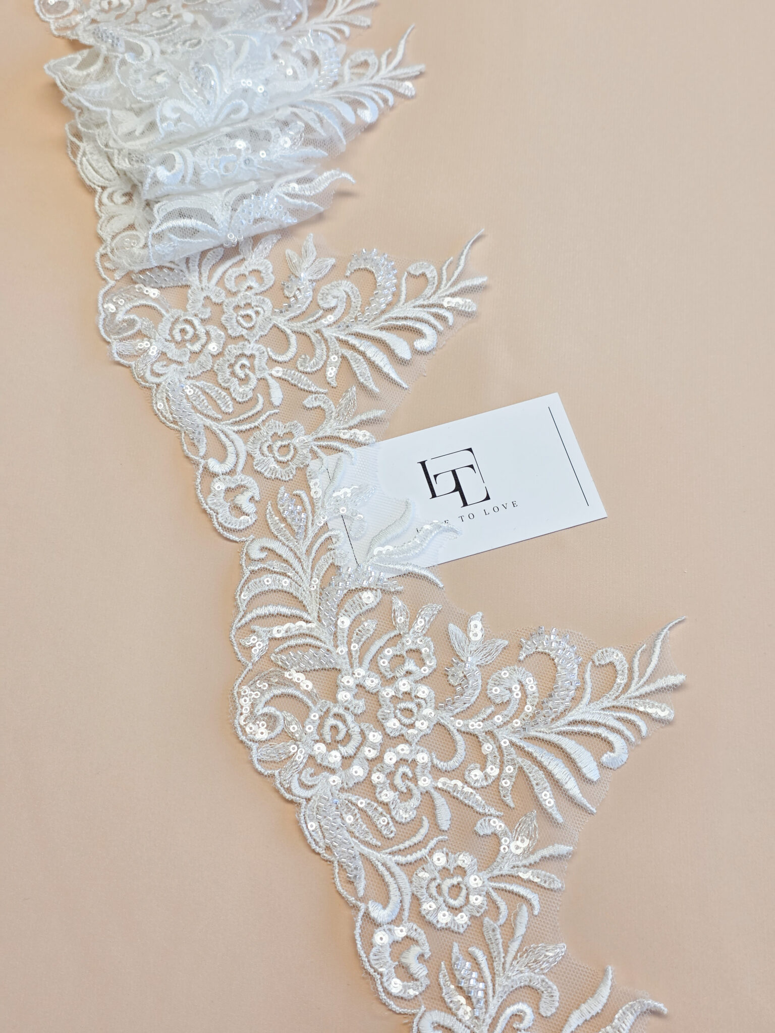 Off white beaded lace trimming - Lace To Love