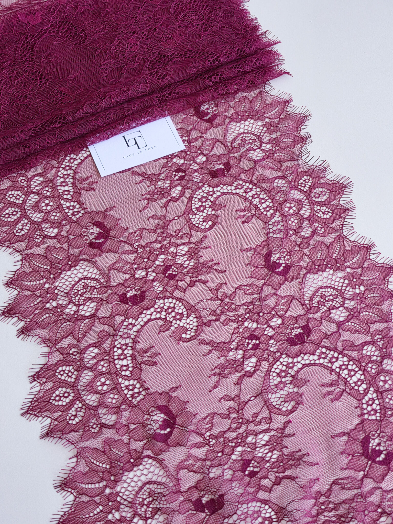 Burgundy Chantilly lace trimming - Lace To Love